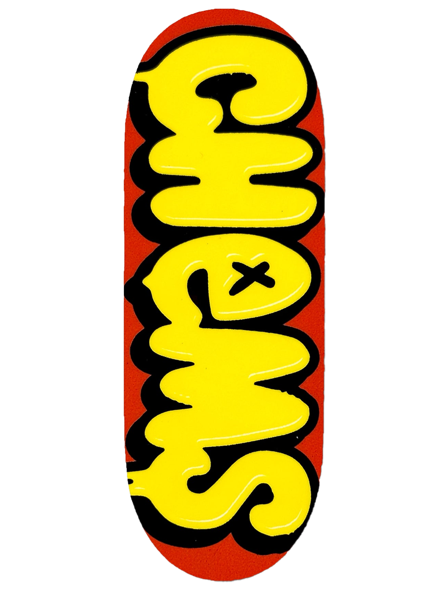 Chems Fingerboard Deck - Red and Yellow Bubbles – The Vault Fingerboards